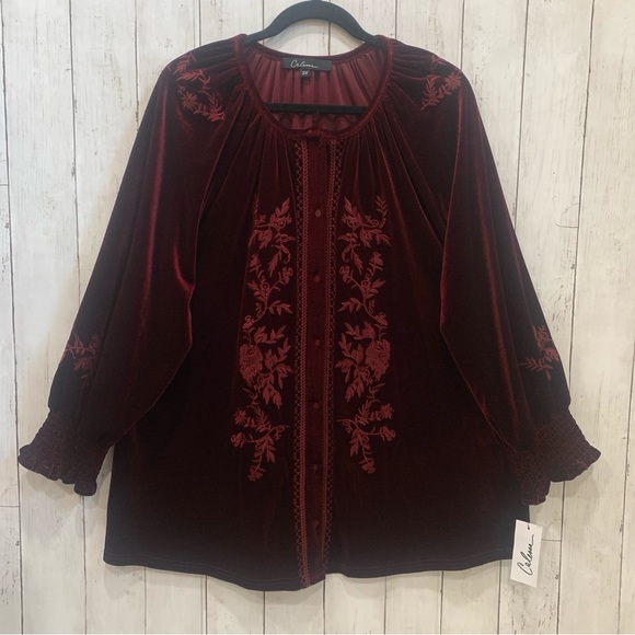 Calessa | Tops | Nwt Calessa Boho Top Plus 2x Burgundy Velvet ...